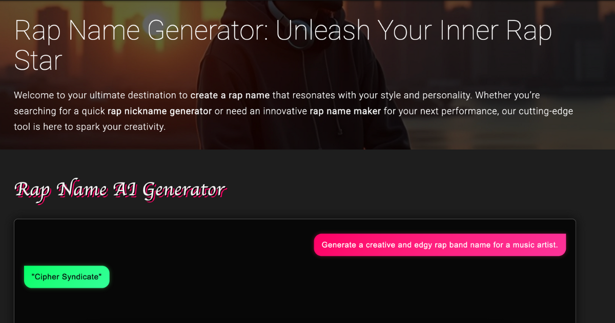 Rap Name Generator - Free Rap Name Maker & Rap Nickname Generator